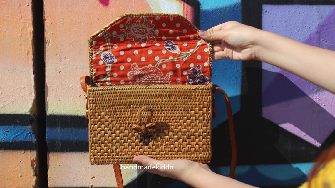 SALE Bali Big Envelope Rattan Bag, Ata Grass Crossbody Bag, Boho ...
