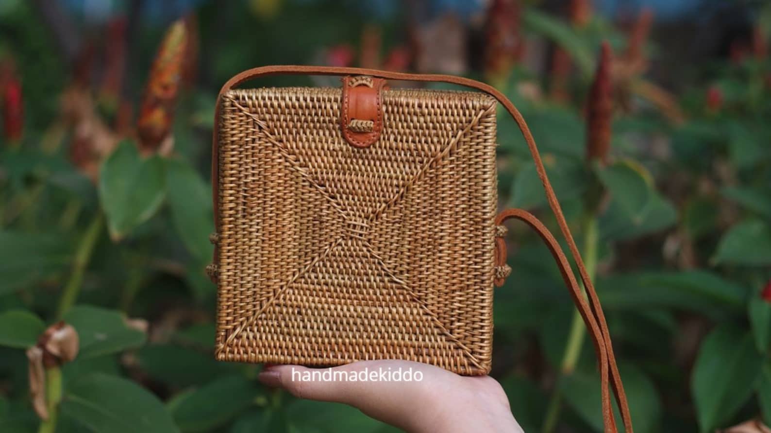SALE Bali Square Rattan Bag, Handwoven Ata Grass Straw Bag, Boho ...