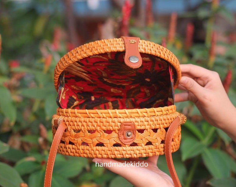SALE Bali Double Braid Round Rattan Bag, Handwoven Ata Grass Straw Bag ...