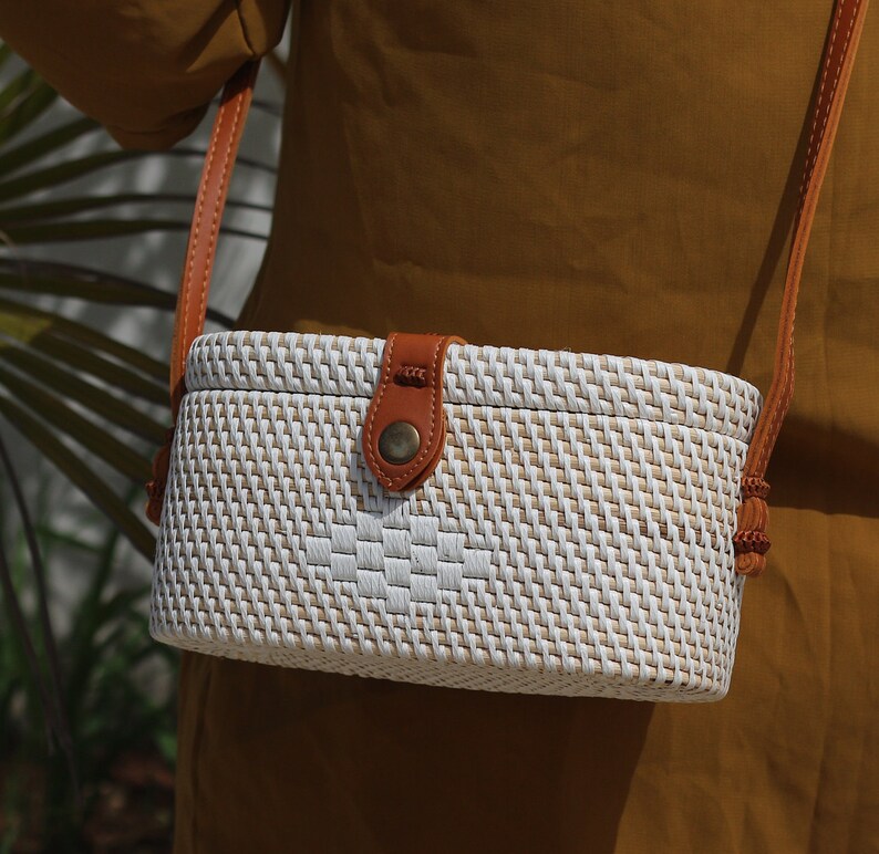 SALE Bali White Tube Rattan Handbag Rattan Crossbody Bag - Etsy
