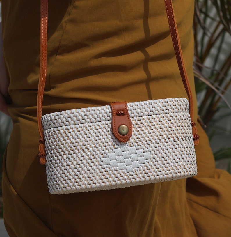 SALE Bali White Tube Rattan Handbag Rattan Crossbody Bag - Etsy
