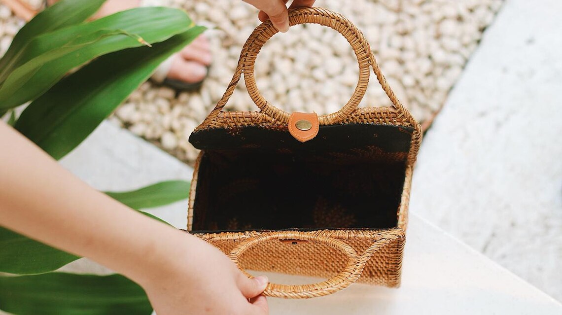 SALE Bali Clutch Rattan Hand Bag, Ata Grass Crossbody Straw Bag, Boho ...