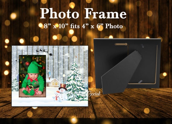 Galvanized Metal and Snowman Design MDF Offset Picture Frame | Etsy