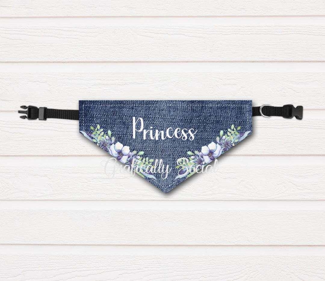 Watercolor Blue Floral Design, Custom Designs, Pet Scarf With Collar ...
