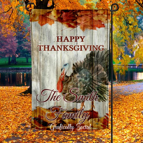 Thanksgiving Design Fall Leaves Personalized Garden Flag - Etsy