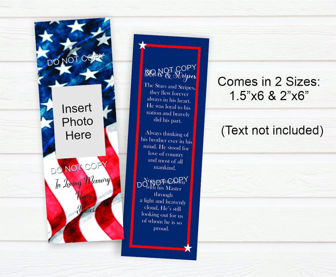 Patriotic in Memory Design, Bookmark, Sublimation Digital Download File ...