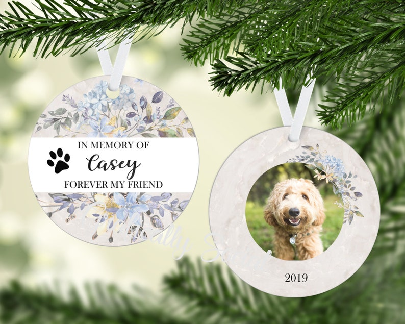In Memory of Pet Round Ornament Photo Memory Christmas - Etsy