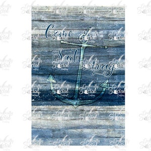 Come Sail Away Beach Flag Design Custom Monogram Weathered | Etsy