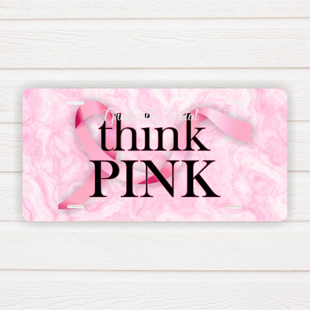 Pink Marble Cancer Awareness Design, Custom Monogram, License Plate ...