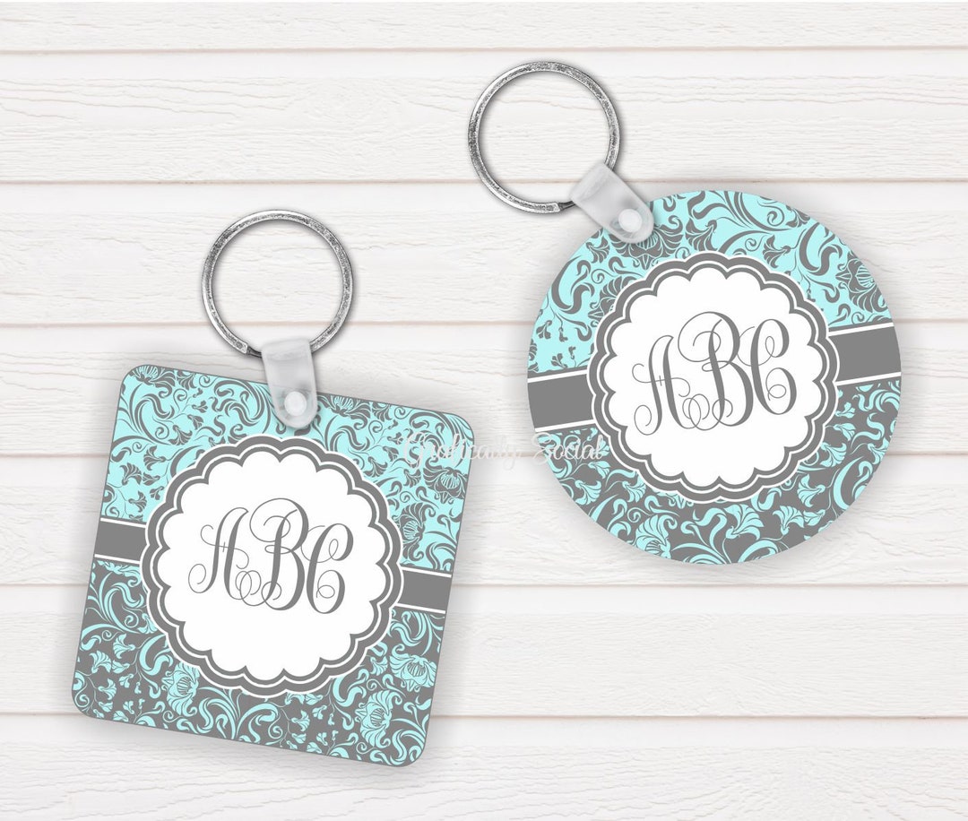 Floral Design, Custom Square and Round Key Tag Designs, PNG, Instant ...