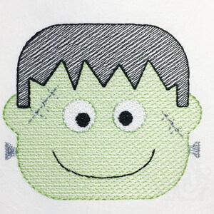 Frankenstein Light Fill Embroidery Design, Frankenstein Sketch Filled ...