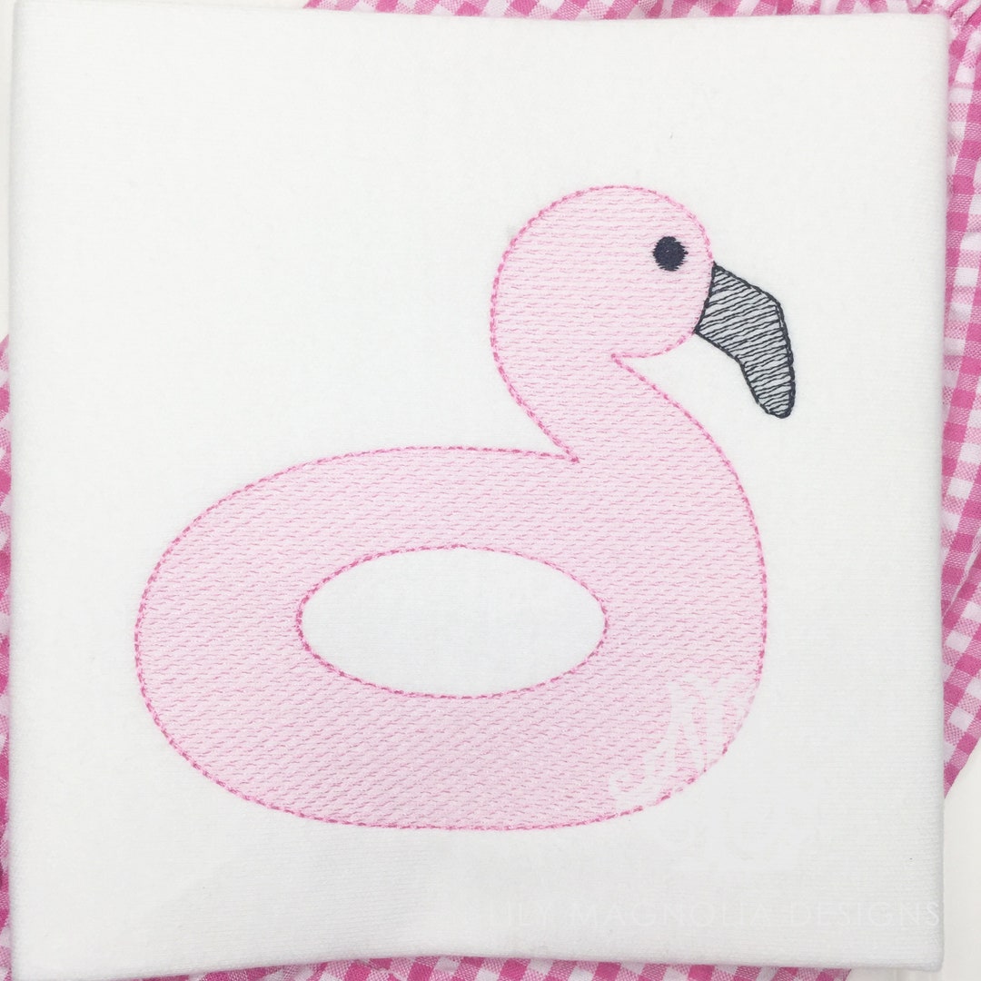 Flamingo Float Quick Stitch Embroidery Design, Flamingo Sketch ...