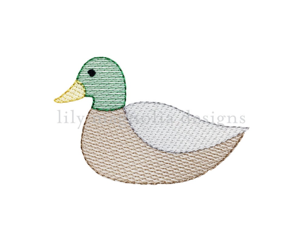 Mallard Duck Quick Stitch Embroidery Design, Mini Mallard Light Fill ...