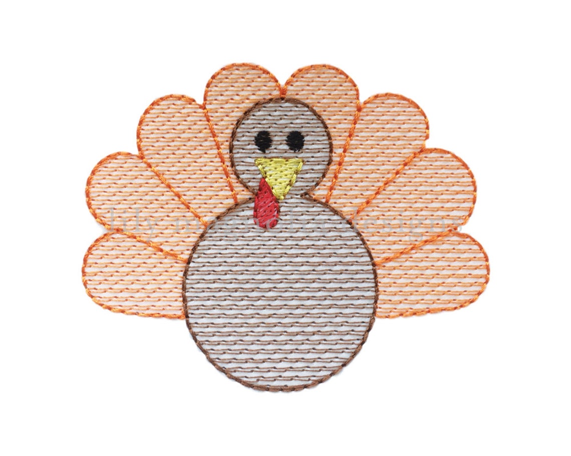Turkey Quick Stitch Embroidery Design, Turkey Sketch Filled Embroidery ...