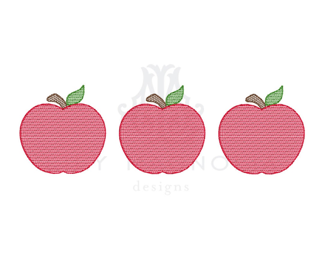 Apple Quick Stitch Embroidery Design, Apple Sketch Filled Embroidery ...