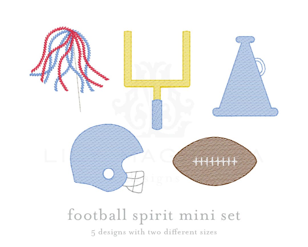 Football Spirit Mini Set Embroidery Design, Mini Sketch Filled ...