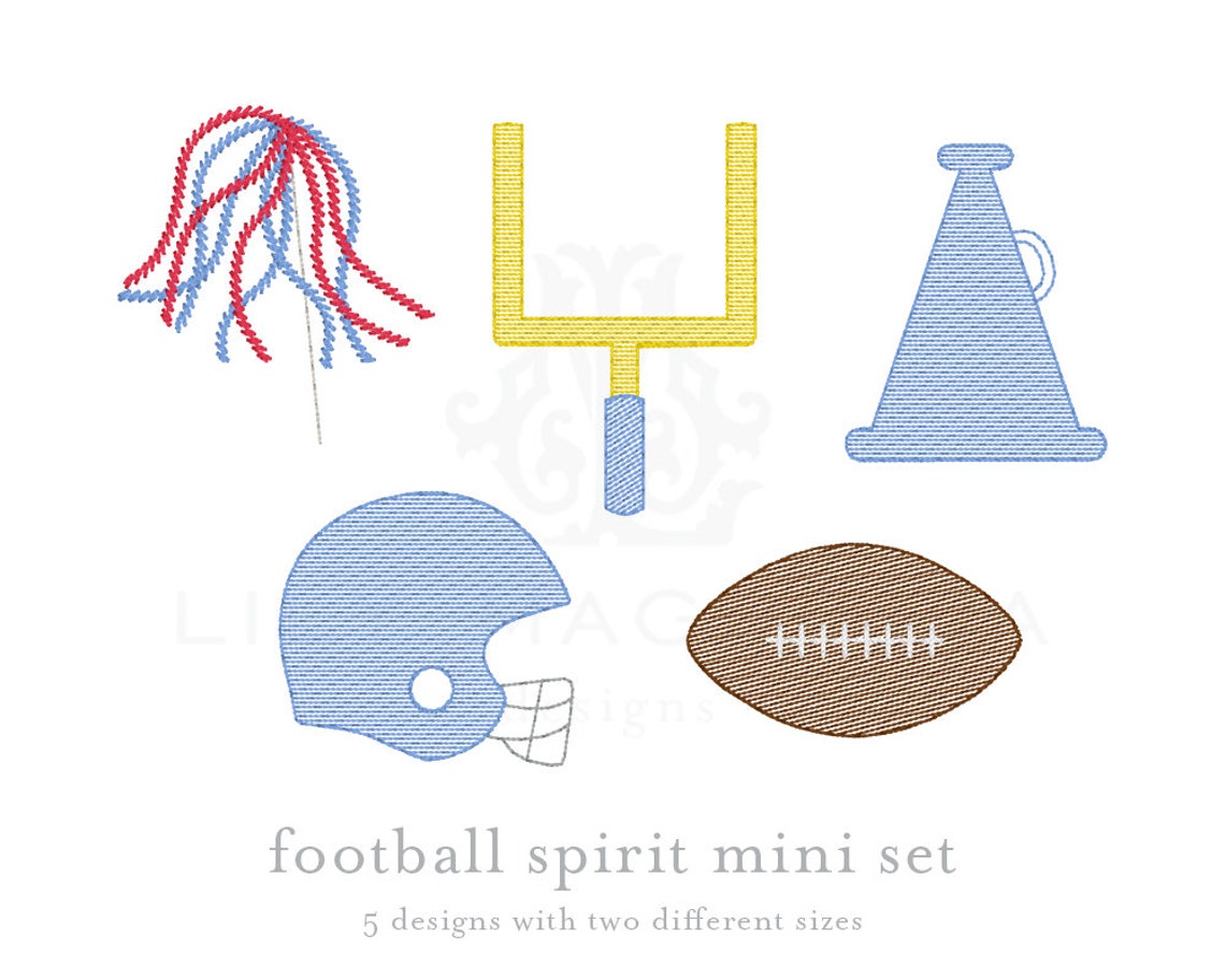 Football Spirit Mini Set Embroidery Design, Mini Sketch Filled ...
