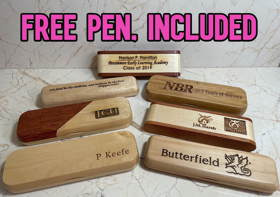 Custom Wood Pen Case, Graduation,engraved Pen Case, Wooden Pen Case ...