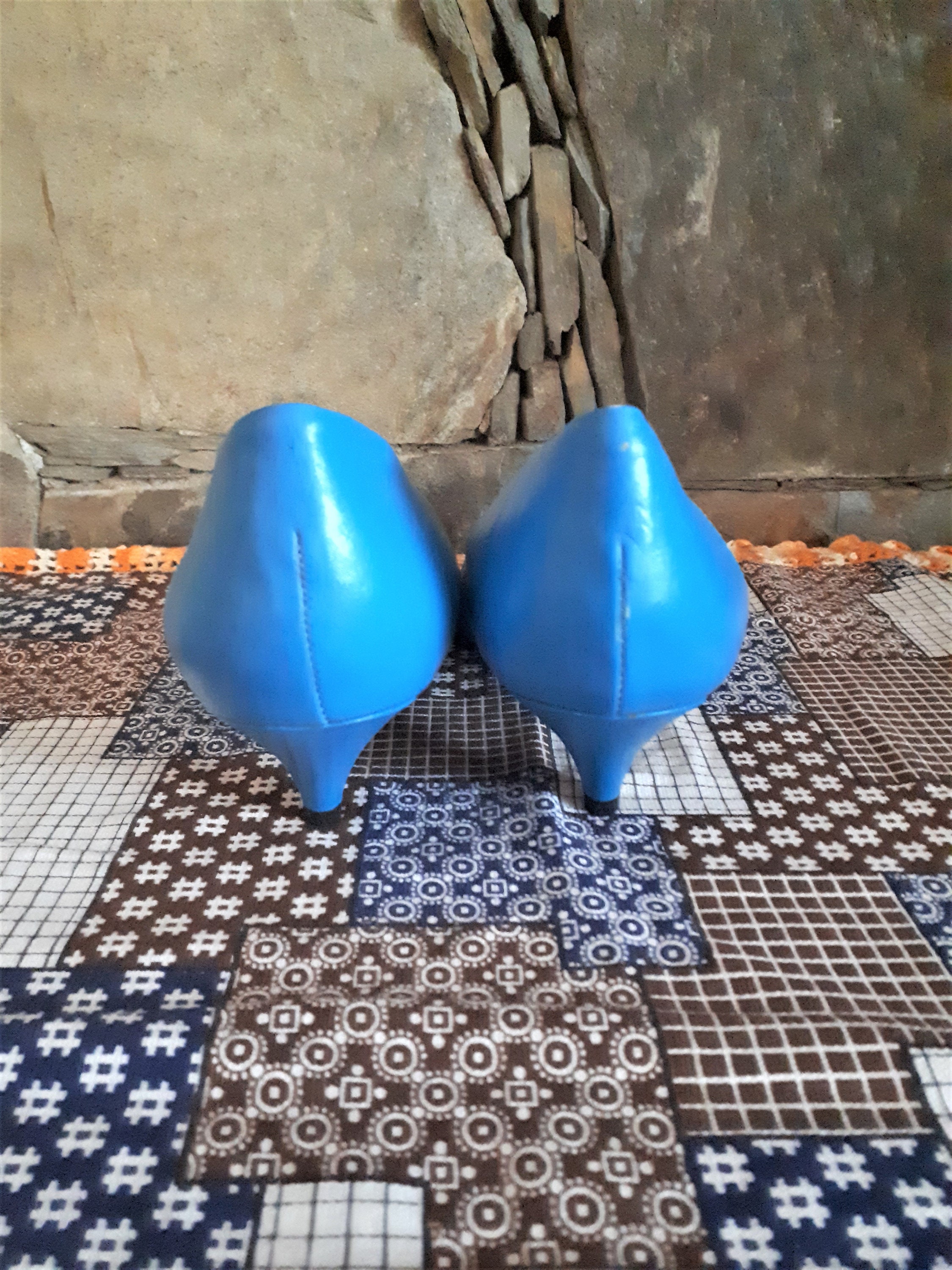 Vintage 1980s Jamie Low Heel Blue Leather Pumps Size 8.5 - Etsy