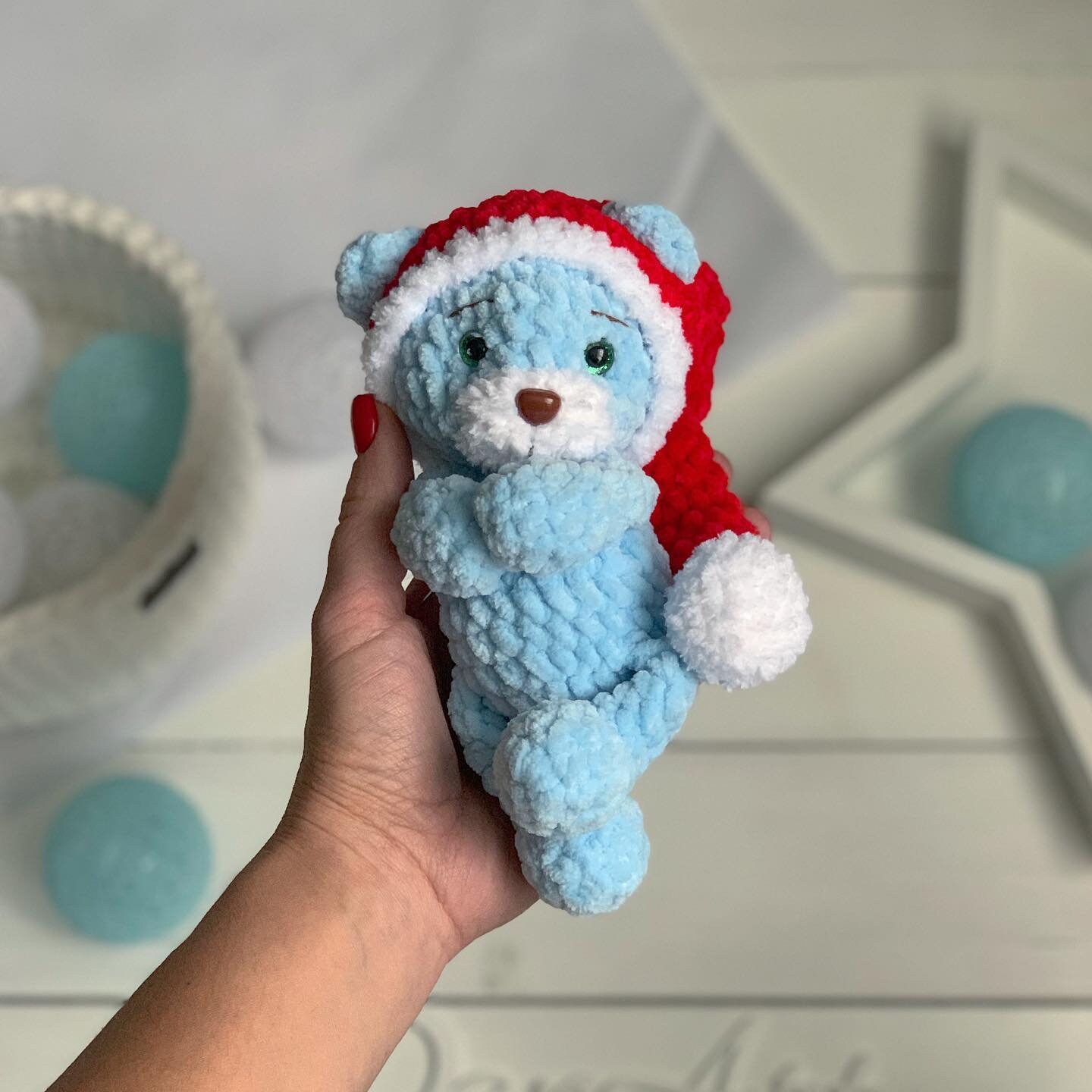 Crochet Christmas Bear Toy Pattern, Amigurumi Little Teddy Bear Pattern ...