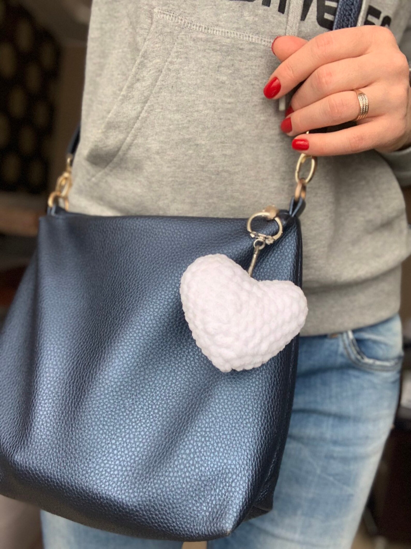 Valentines Day Crochet Heart Keyring Keychain - Etsy