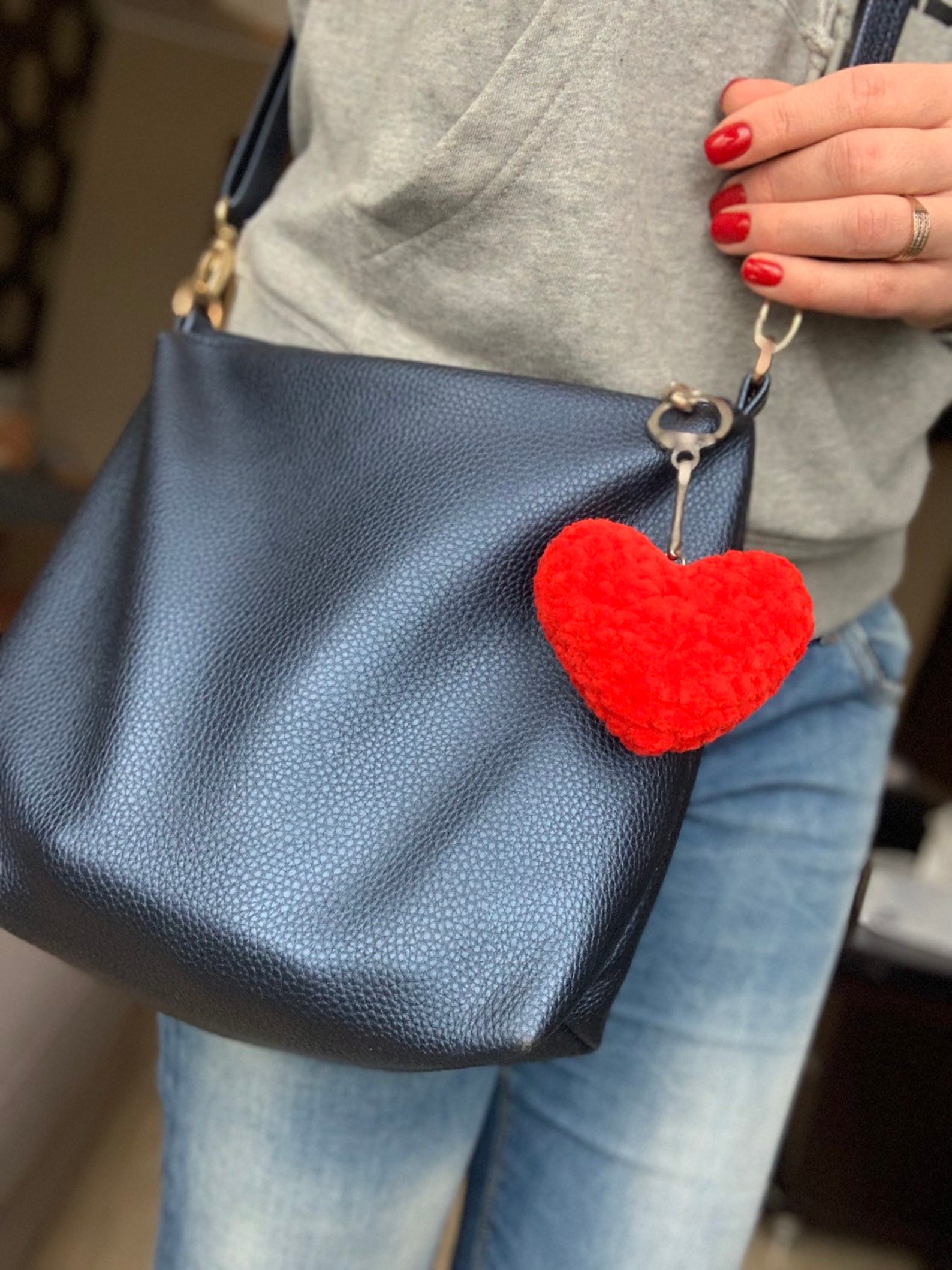 Valentines Day Crochet Heart Keyring Keychain - Etsy