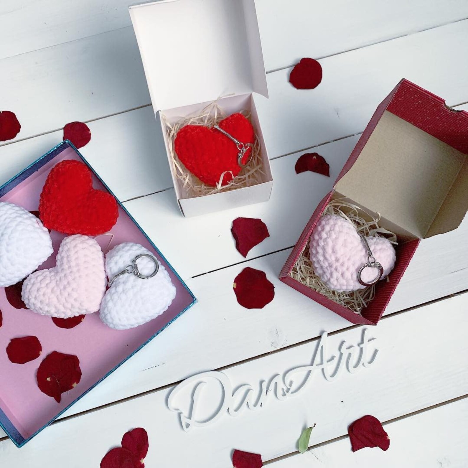 Valentines Day Crochet Heart Keyring Keychain - Etsy