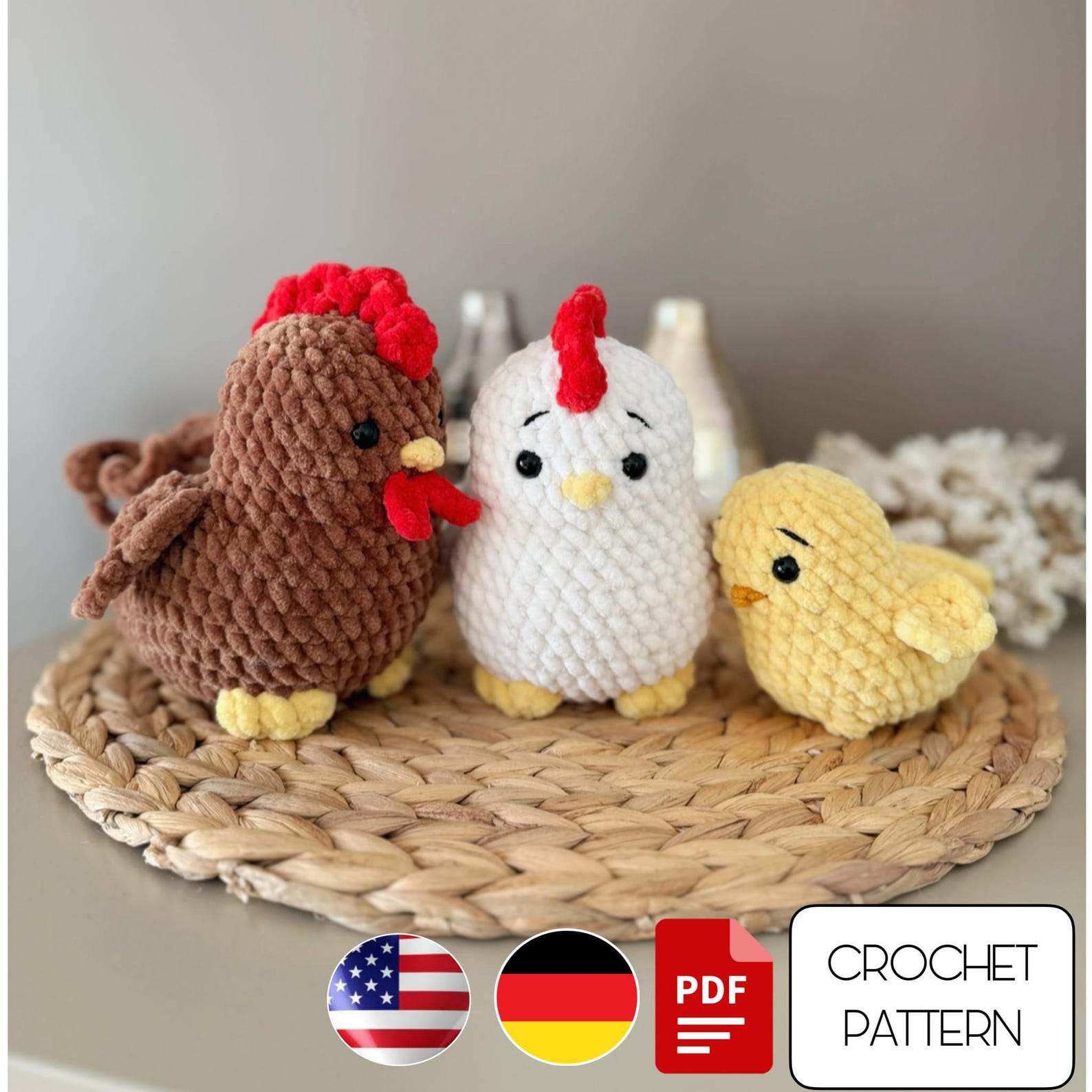 No-sew Chicken Amigurumi Crochet Pattern: Easy Stuffed Plush (PDF ...