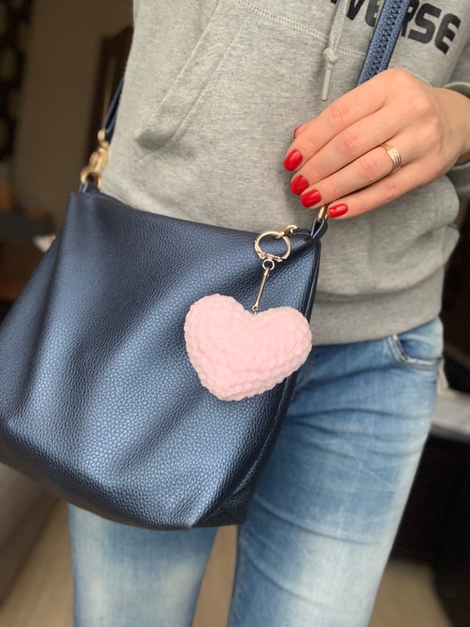 Valentines Day Crochet Heart Keyring Keychain - Etsy