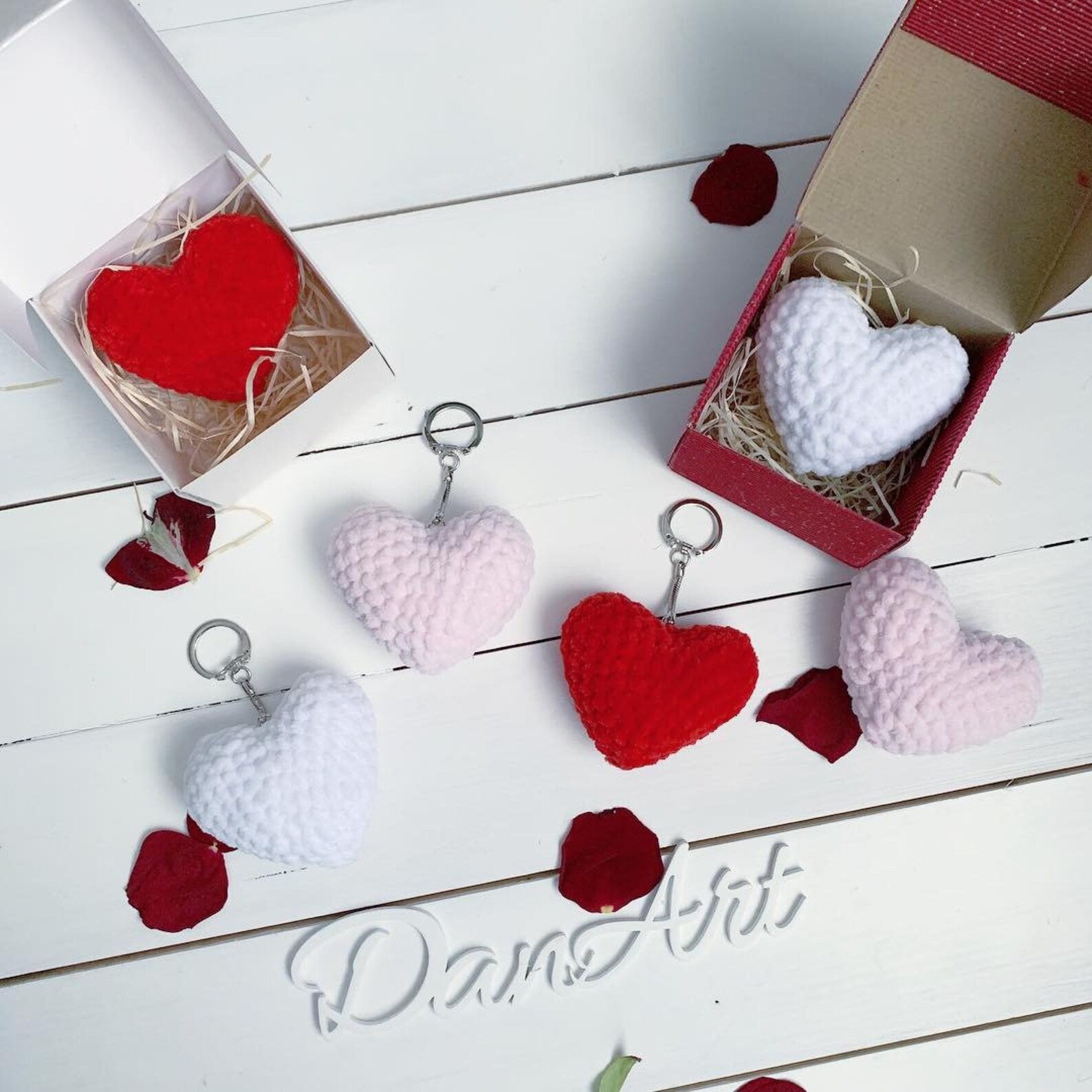 Valentines Day Crochet Heart Keyring Keychain - Etsy