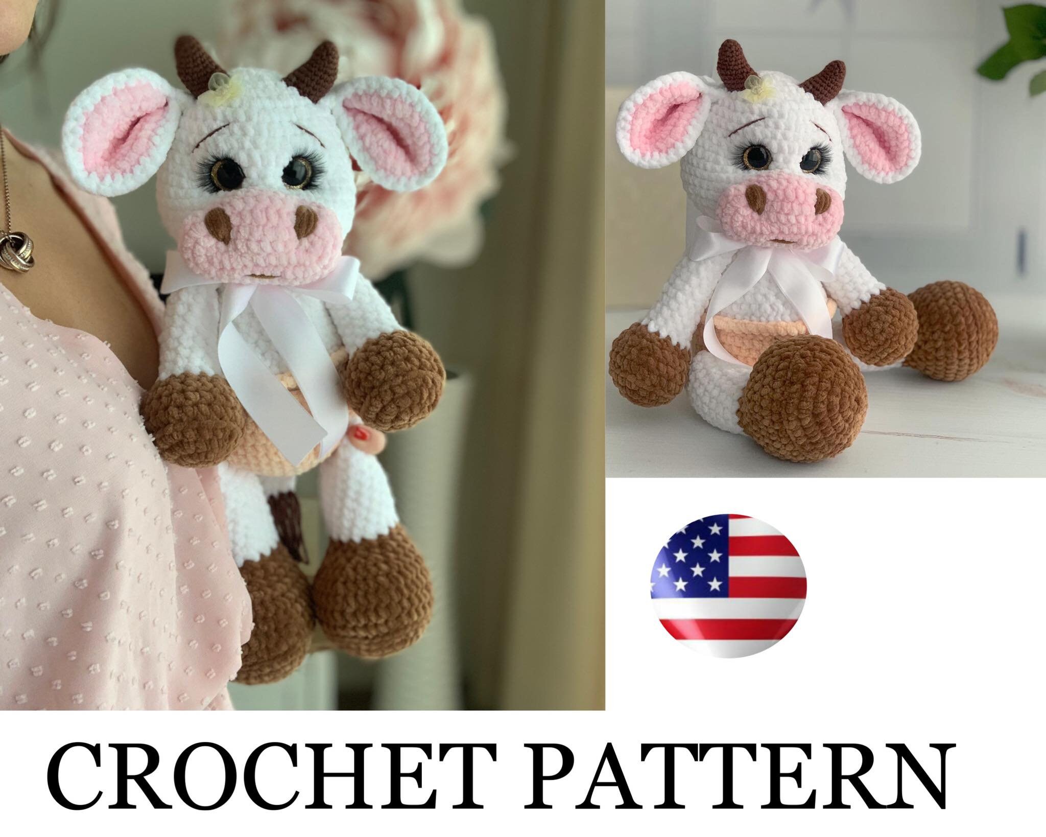 Crochet big cow amigurumi toy pattern easy plush toy pdf | Etsy