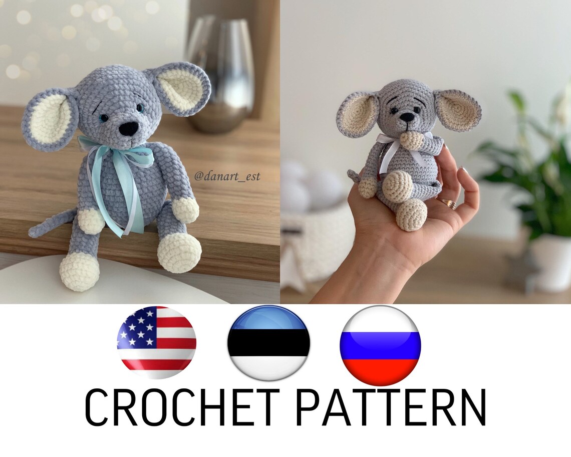 Crochet mouse toy pattern easy amigurumi pattern crochet | Etsy