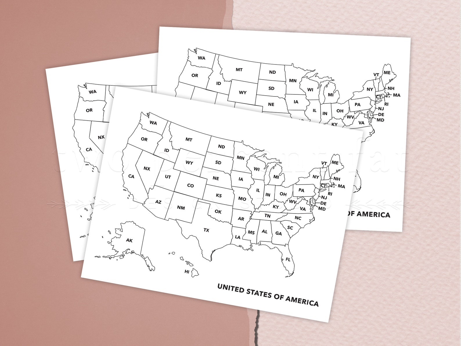 Blank United States of America Map, License Plate Game, USA Map, Map ...