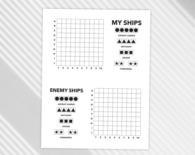 Printable Battleship Game, Printable Board Game, Board Game Template ...