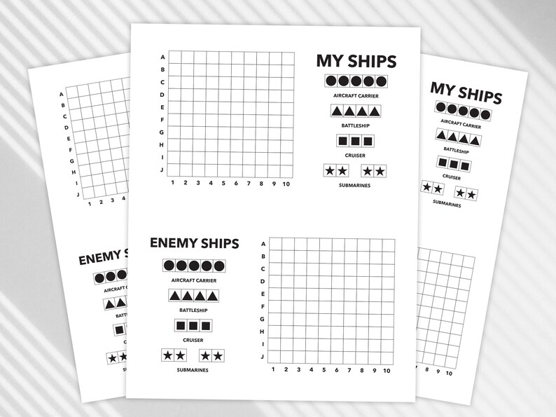 Printable Battleship Game Printable Board Game Board Game - Etsy