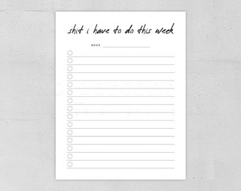 Shit List Printable - Etsy