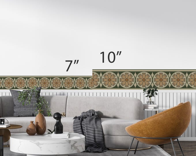 Floral Peel and Stick Wallpaper Borders: Vintage Daisy Pattern ...