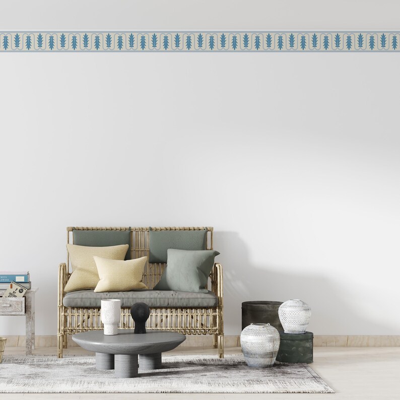 Peel and Stick Art Deco Wallpaper Border: Leaf Scroll Wall Border - Etsy
