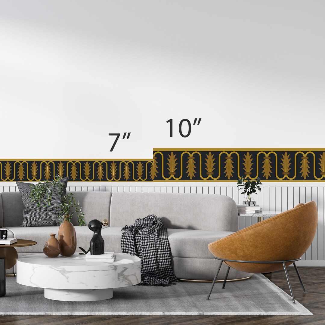Peel and Stick Art Deco Wallpaper Border: Leaf Scroll Wall Border - Etsy