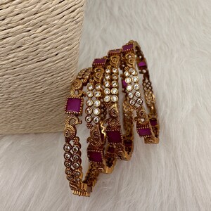 Matte CZ Bangles/indian Bangles/one Gram Gold Bangles/south - Etsy