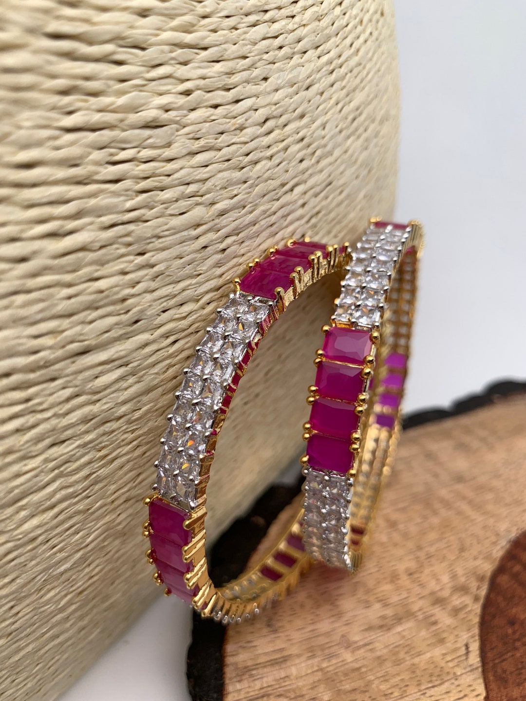 American Diamond Ruby Bangles ,CZ Indian Bangles, Pakistani Jewelry ...
