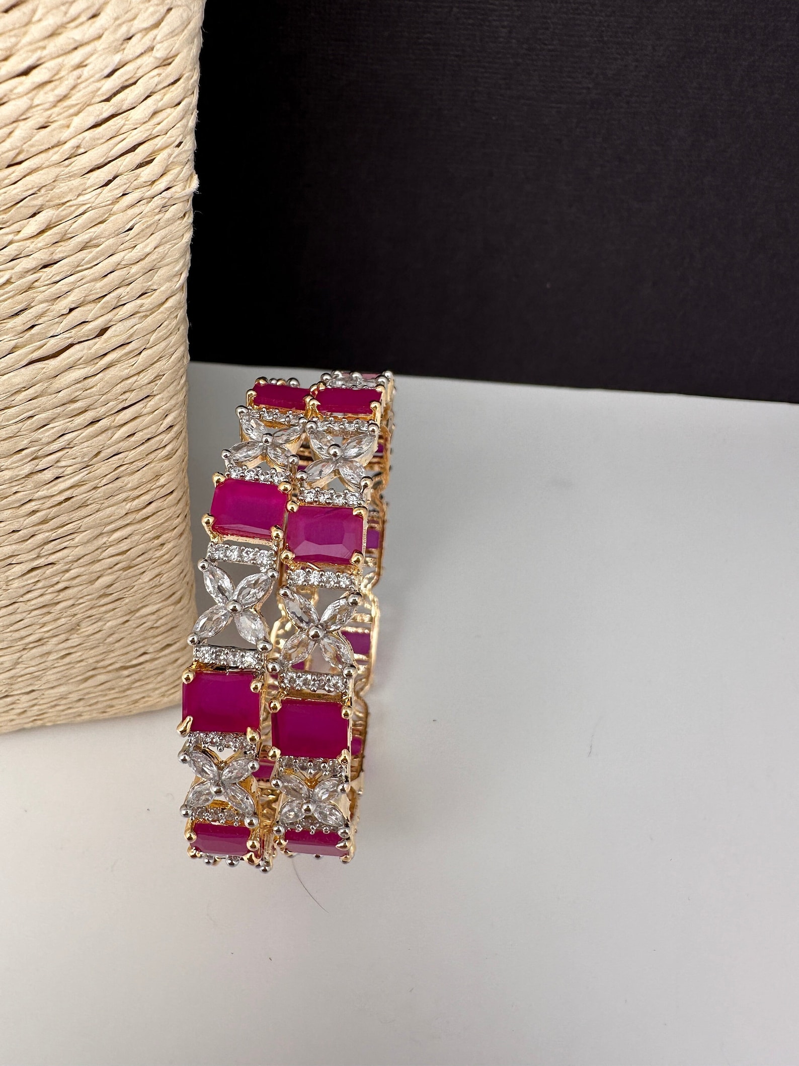Ruby Red Bangle Set, CZ Indian Jewelry - Etsy