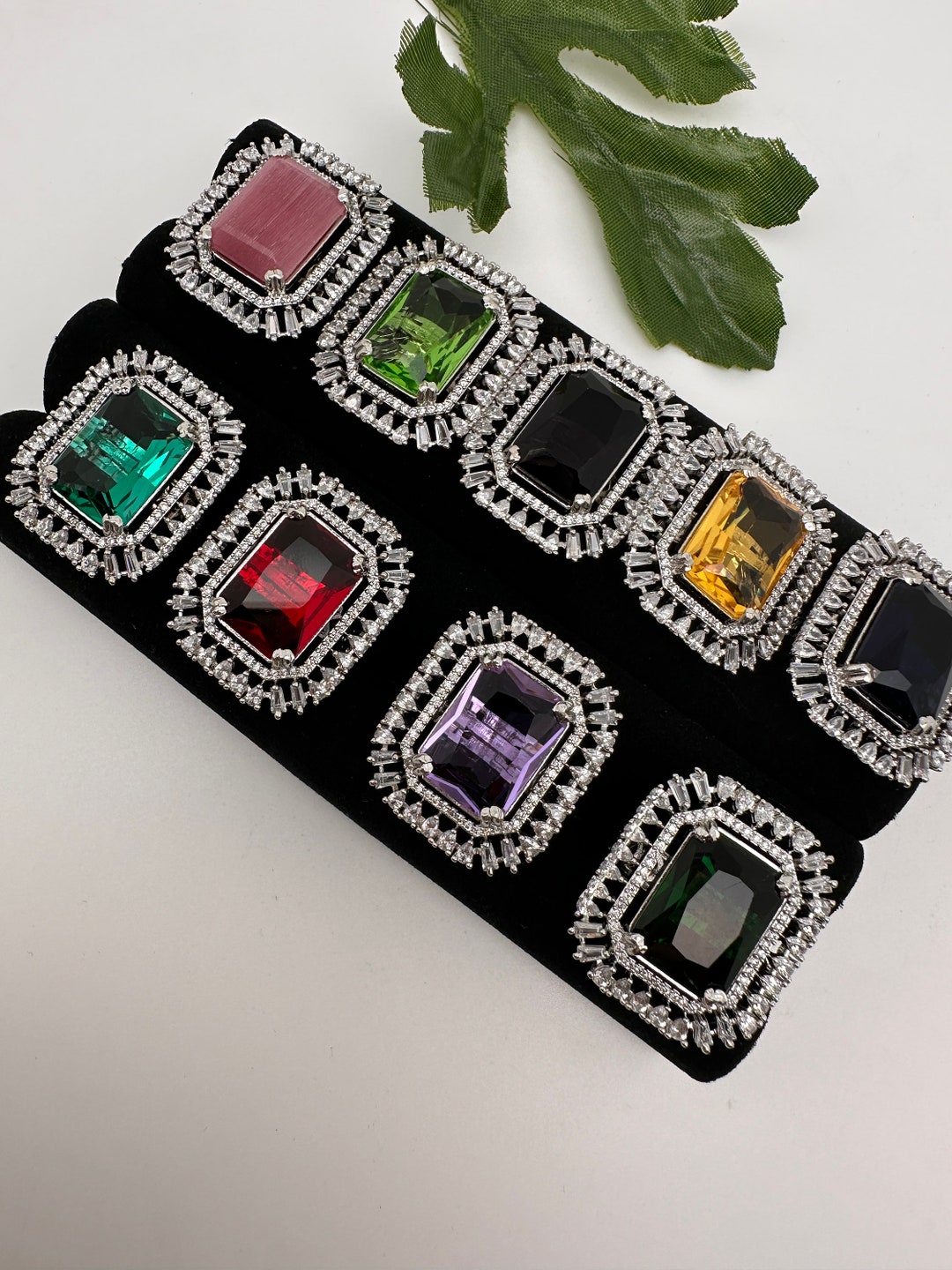 American Diamond Cocktail Adjustable Finger Ring/statement Ring/ Indian ...