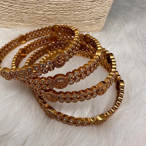 Matte CZ Bangles/indian Bangles/goddess Lakshmi Bangles Temple Jewelry ...