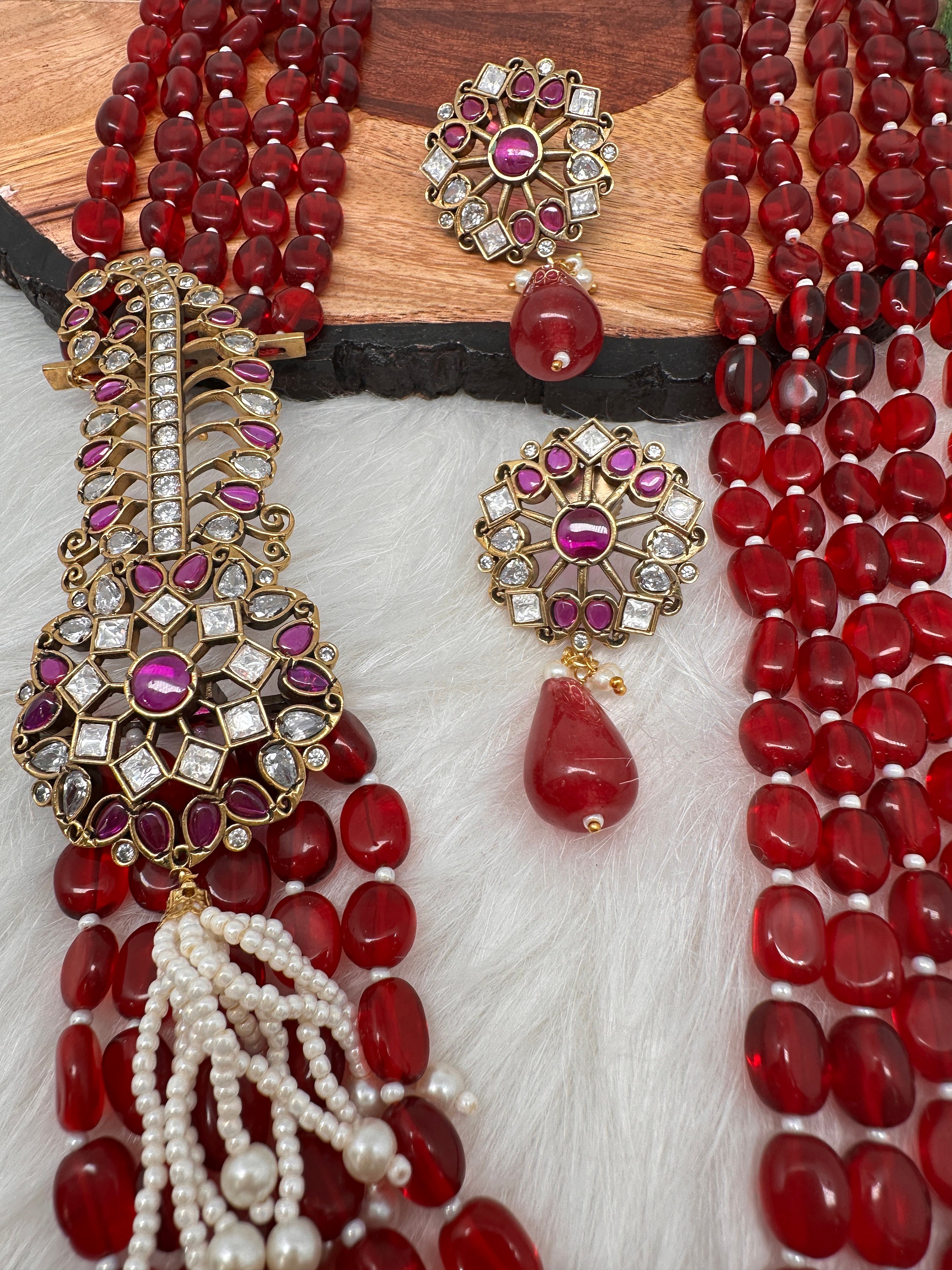 Red beads necklace indian designs store