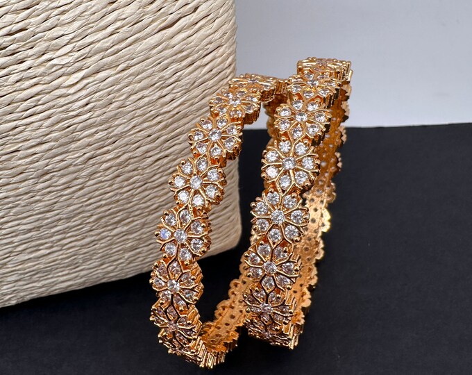 Golden Diamond Bangles ,CZ Indian Bangles, Pakistani Jewelry, Bracelets ...