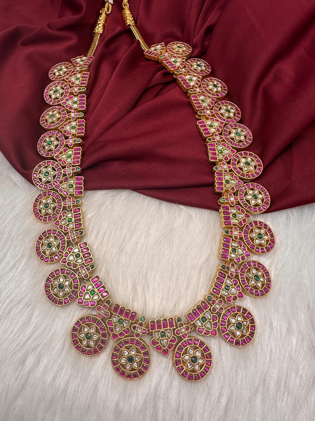 Jadau Kundan Traditional Necklace, Indian Jewelry, Bottu Mala Necklace ...