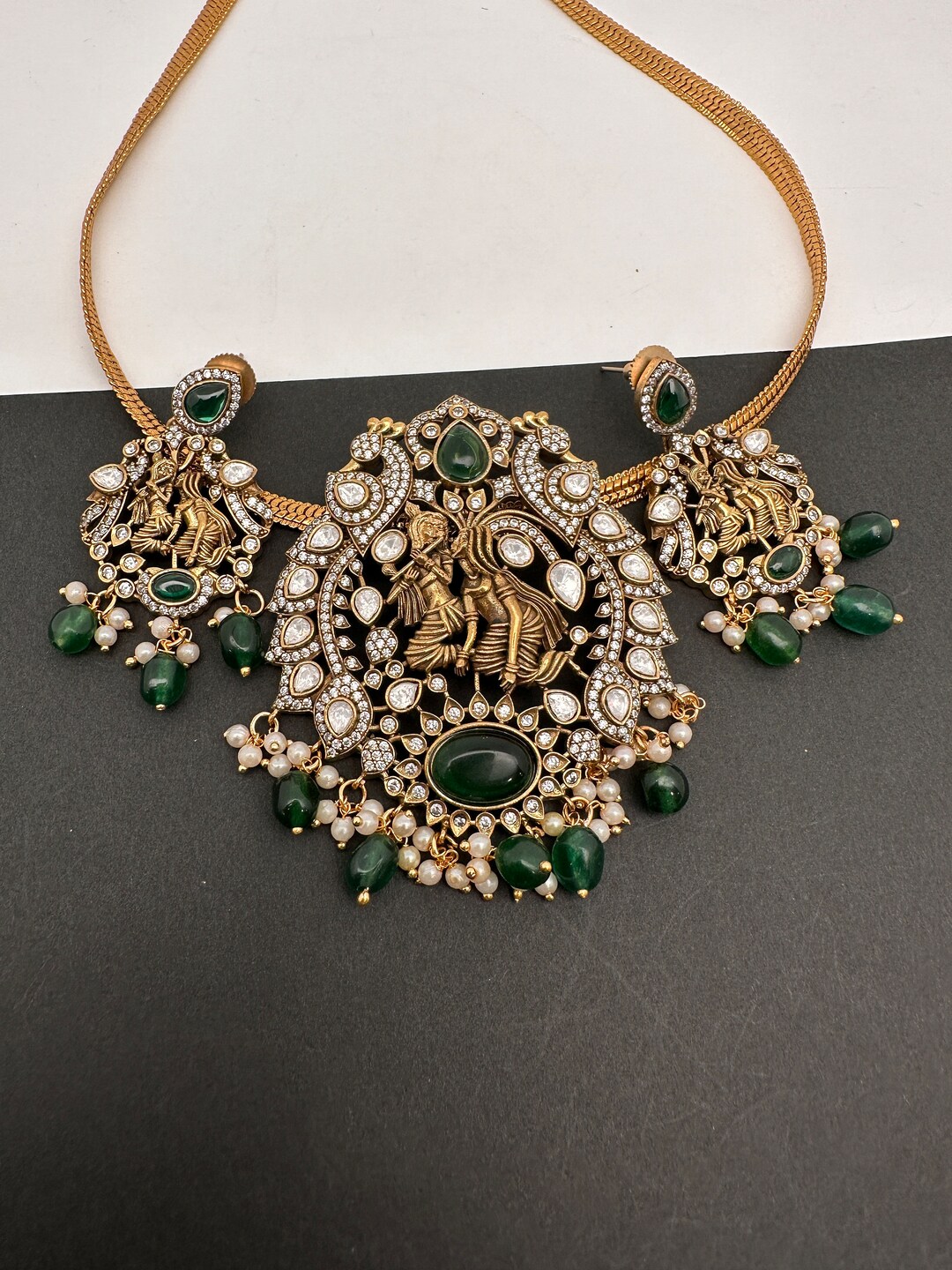 Radha Krishna Nakshi Pendent Set/ Temple Jewelry/ Indian Jewelry ...
