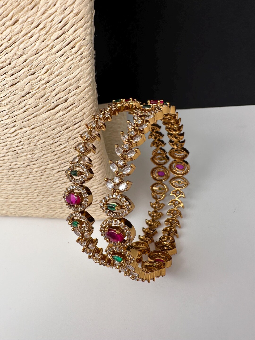 Multi Stone Cz Bangles ,CZ Indian Bangles, Pakistani Jewelry, Matte ...