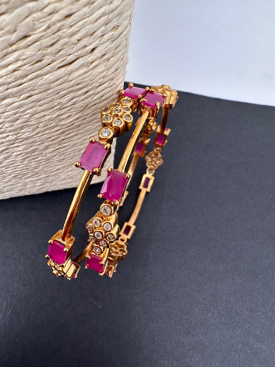 CZ Ruby Red Bangles ,CZ Indian Bangles, Pakistani Jewelry, Bracelets - Etsy